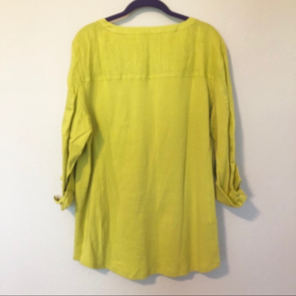 JM Collection | Tops | Jm Collection Bright Yellow Linen Blend Tunic ...